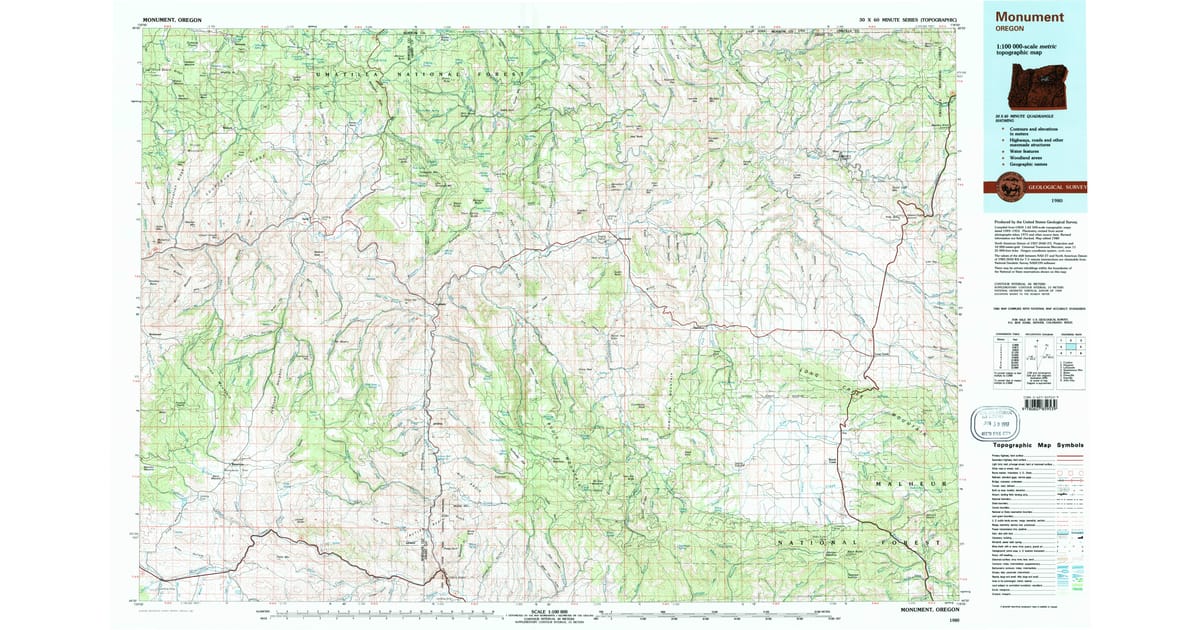 1980 Map of Monument, OR — High-Res | Pastmaps