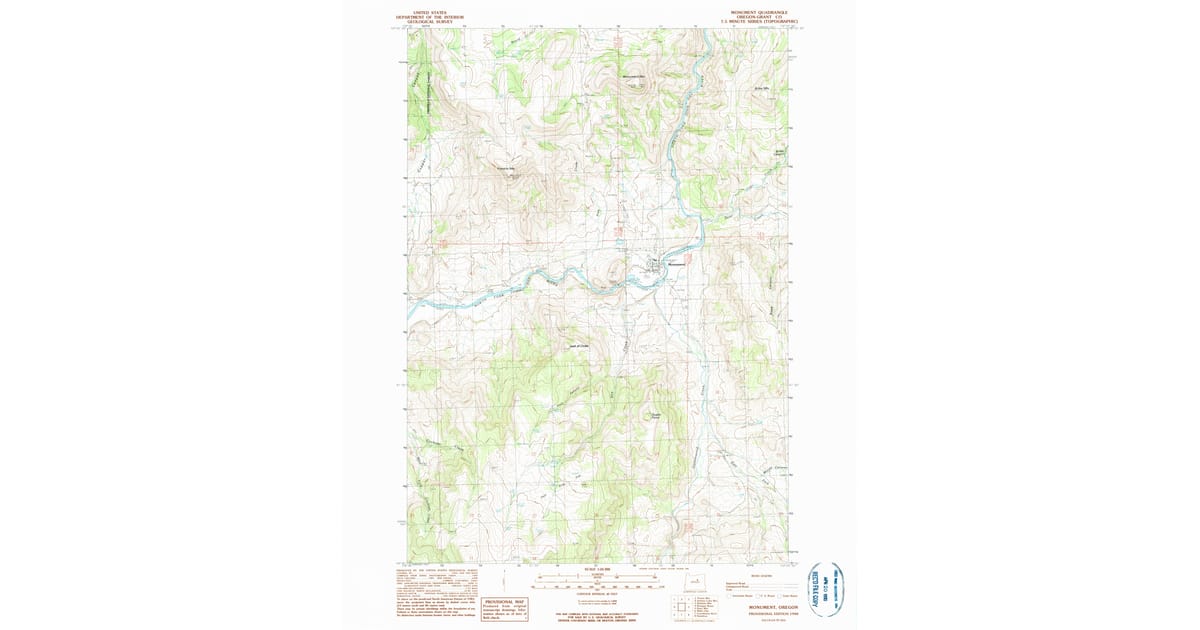1990 Map of Monument, OR — High-Res | Pastmaps