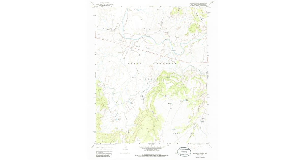 1967 Map of Monument Point, San Miguel County, NM — High-Res, 1986 ...