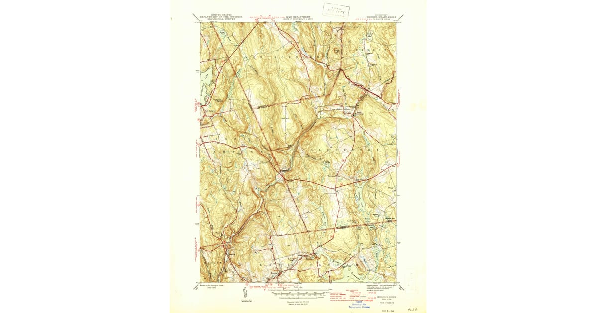 1946 Map of Moodus, CT — High-Res, 1946 Print #2 | Pastmaps