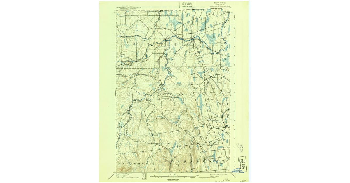1899 Map of Mooers, Clinton County, NY — High-Res, 1939 Print | Pastmaps