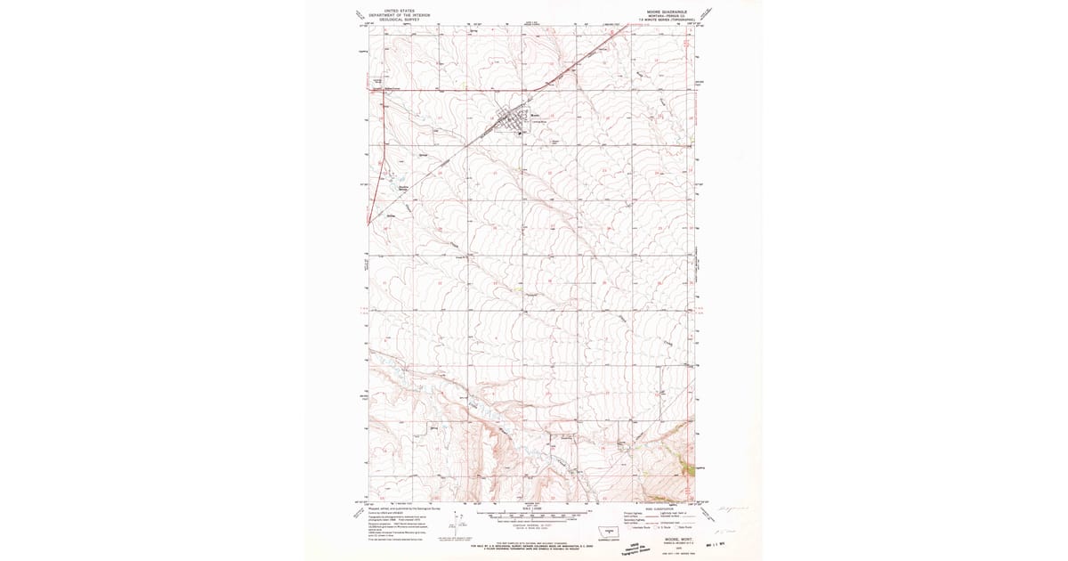 1970 Map of Moore, MT — High-Res | Pastmaps