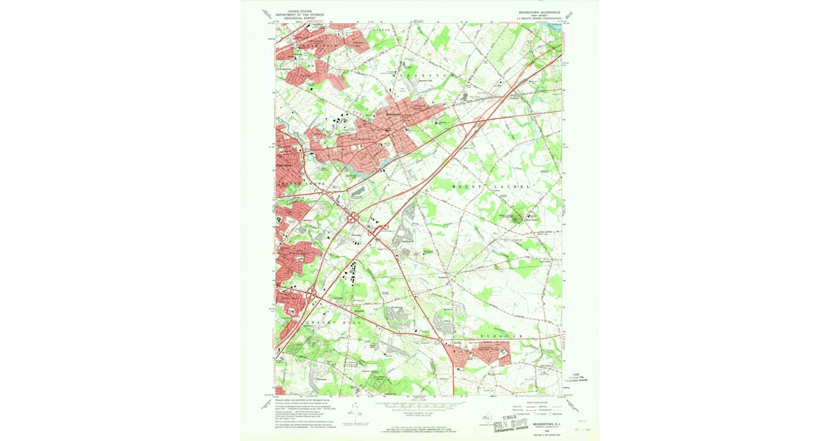 1966 Map of Moorestown, Burlington County, NJ — High-Res | Pastmaps