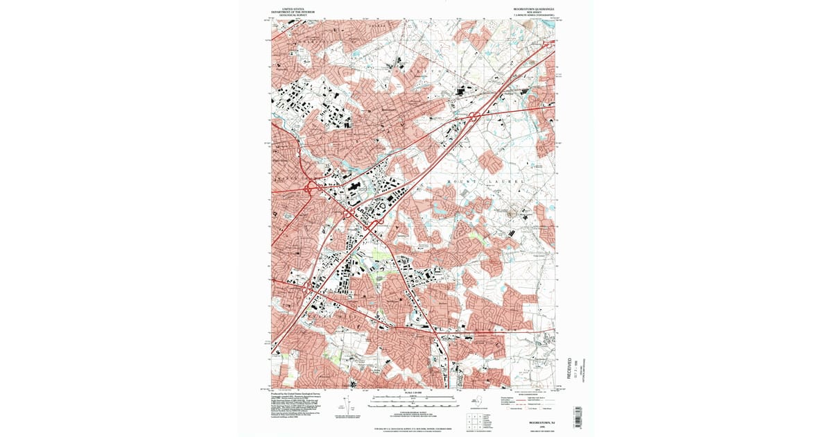 1995 Map of Moorestown, Burlington County, NJ — High-Res | Pastmaps