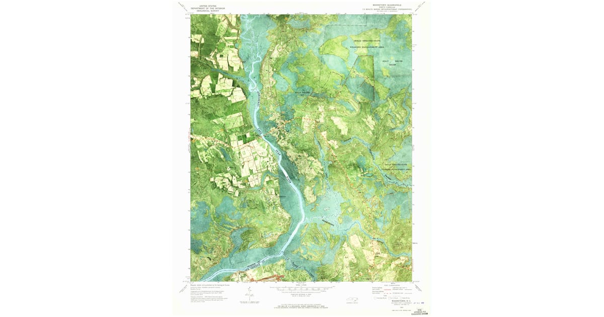 1970 Map of Mooretown, Pender County, NC — High-Res | Pastmaps