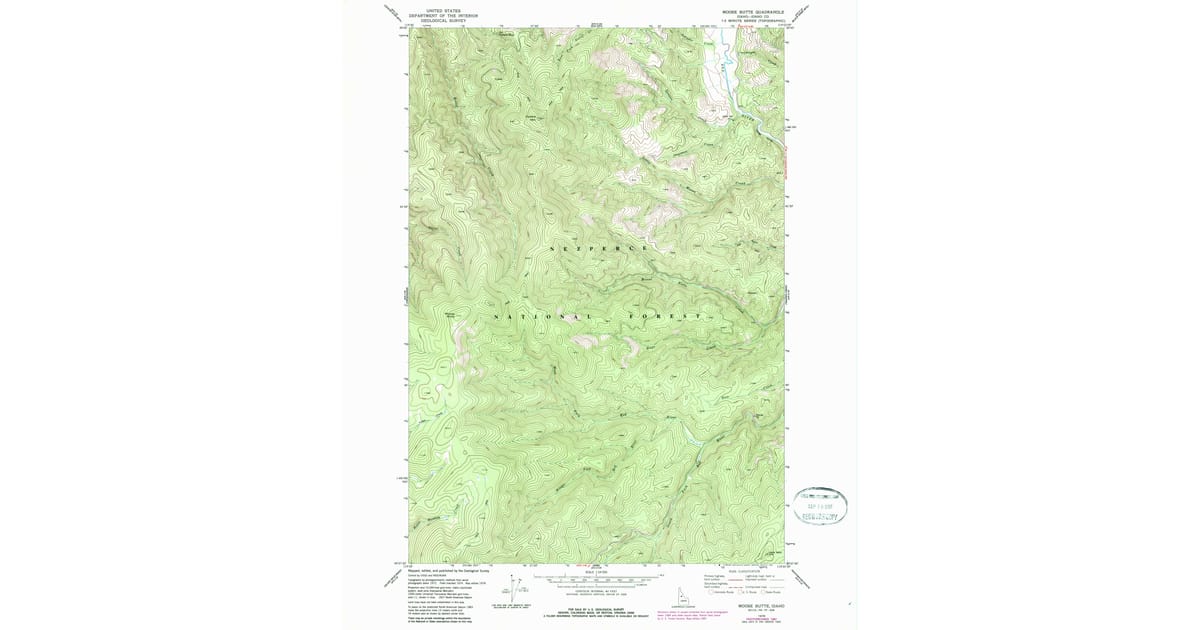 1987 Map of Moose Butte, Idaho County, ID — High-Res | Pastmaps