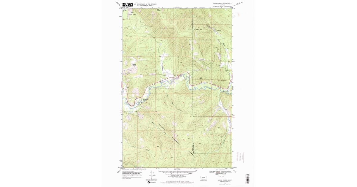 1968 Map of Moose Creek, Powell County, MT — High-Res | Pastmaps