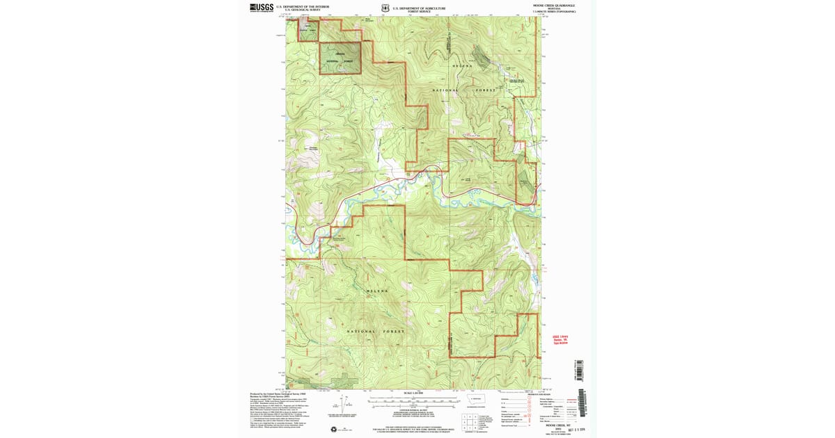 2001 Map of Moose Creek, Powell County, MT — High-Res | Pastmaps