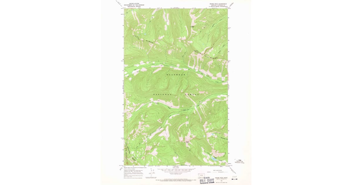1966 Map of Moose Peak, Flathead County, MT — High-Res | Pastmaps