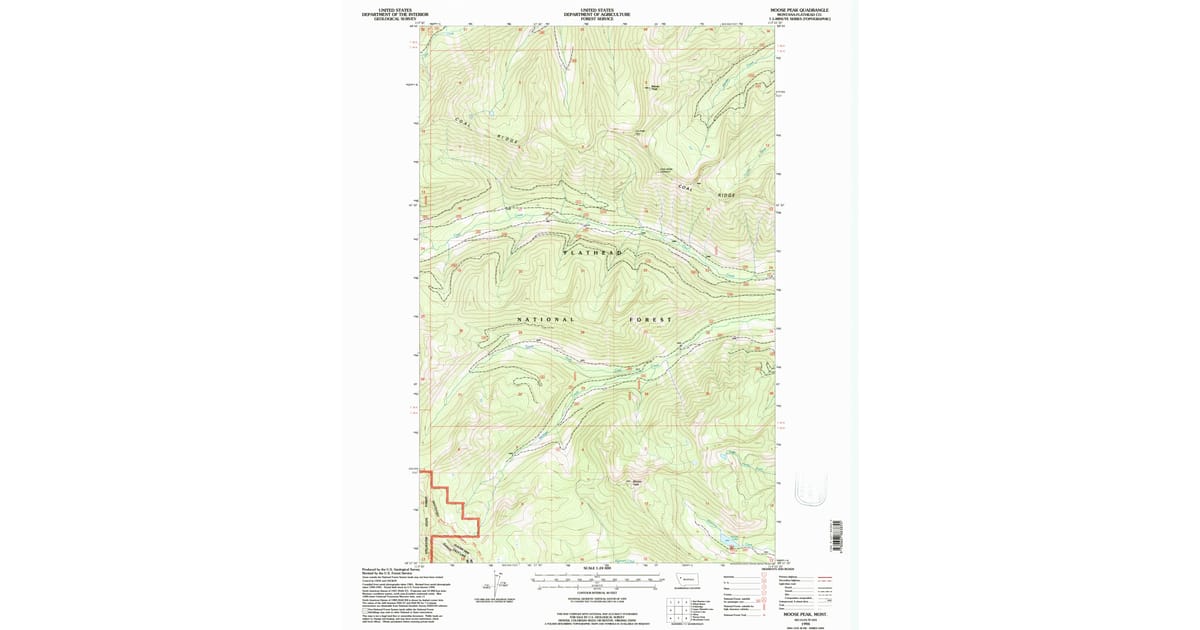 1994 Map of Moose Peak, Flathead County, MT — High-Res | Pastmaps