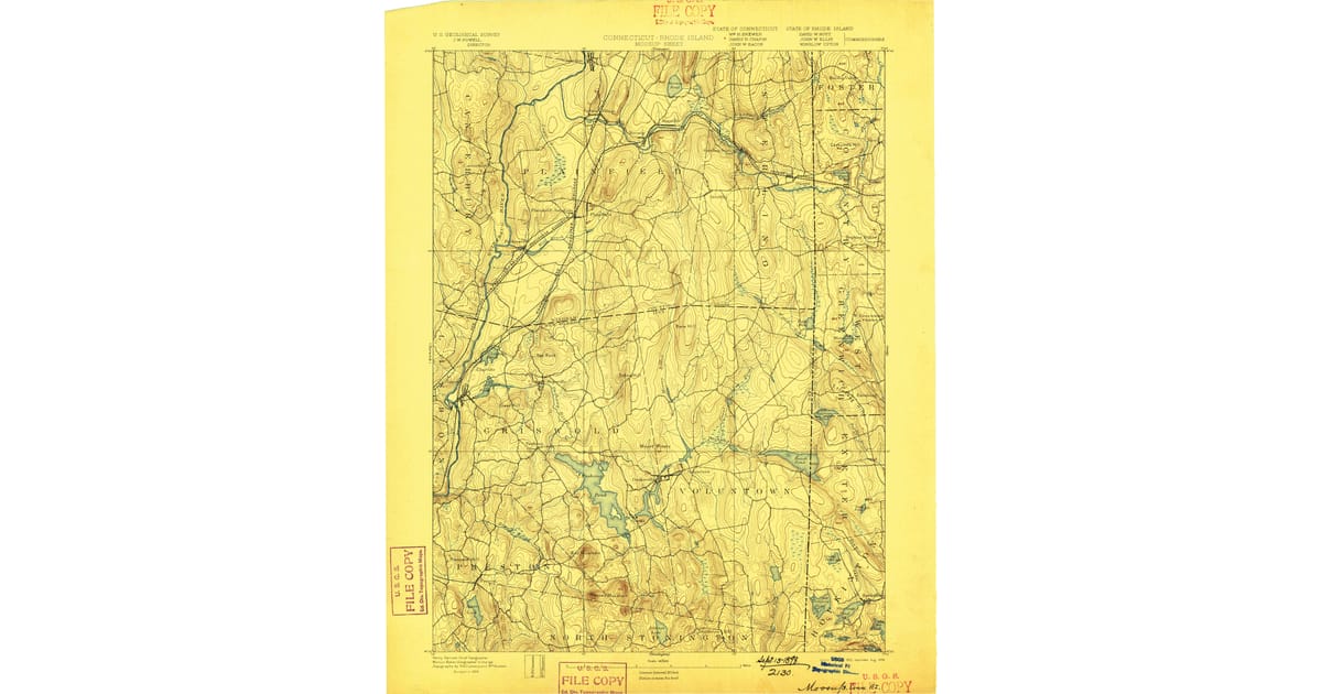 1893 Map of Moosup, CT — High-Res, 1898 Print | Pastmaps