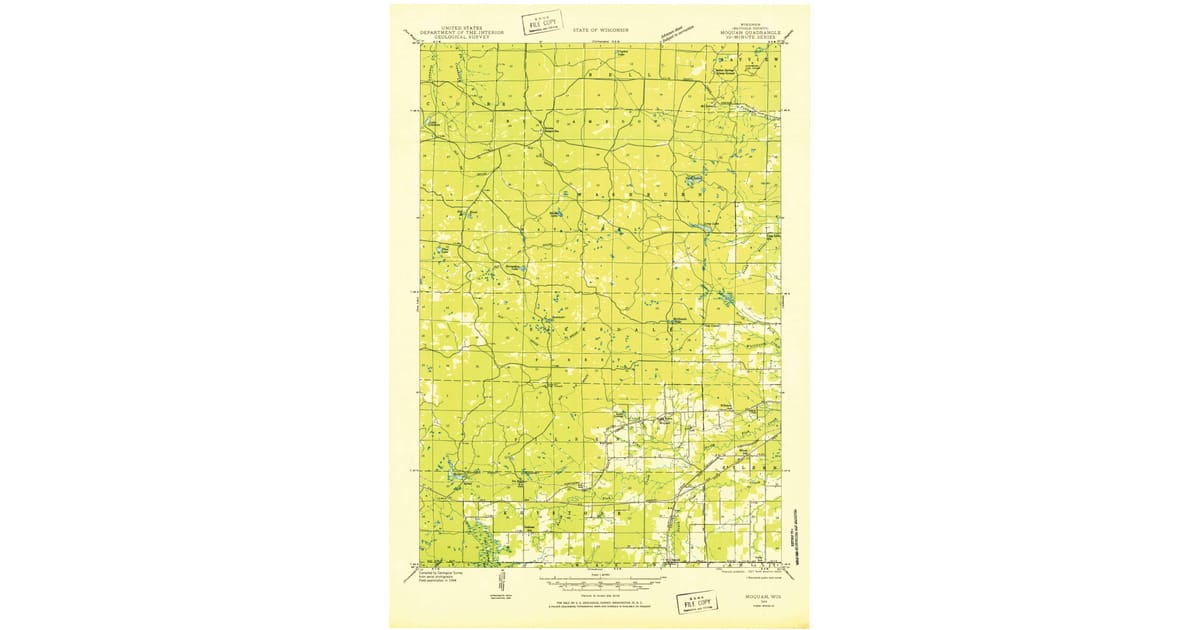 1944 Map of Moquah, Bayfield County, WI — High-Res | Pastmaps