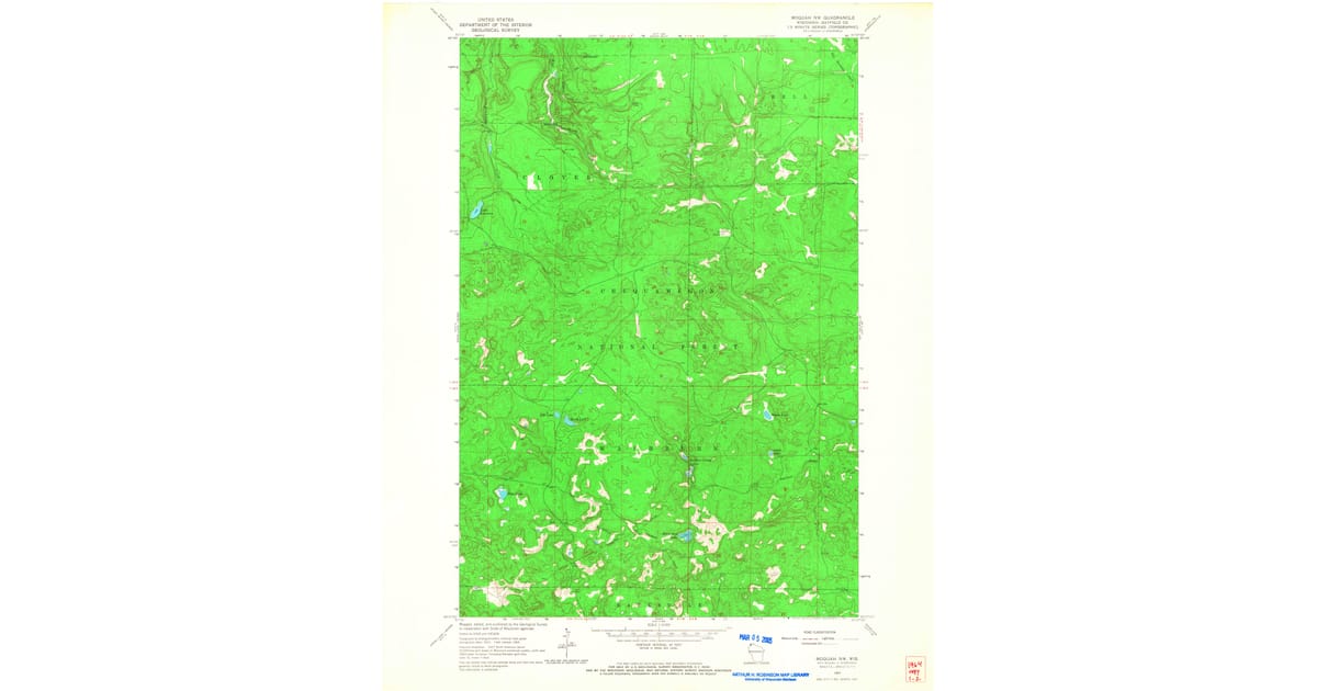 1964 Map of Moquah NW, Bayfield County, WI — High-Res | Pastmaps