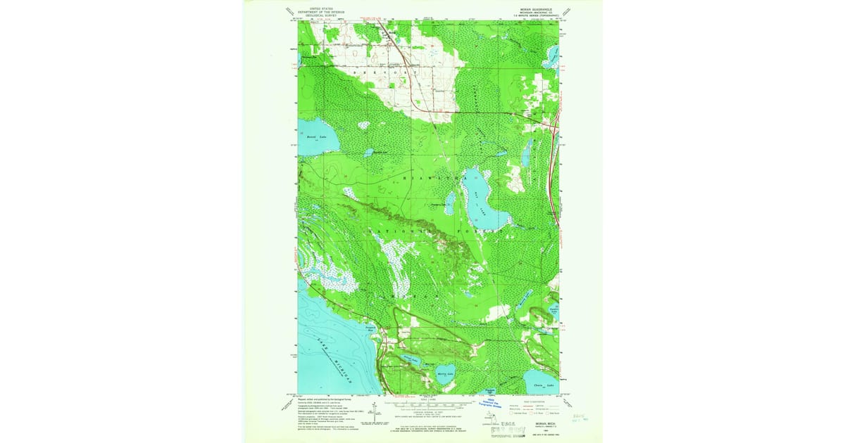 1964 Map of Moran, Mackinac County, MI — High-Res | Pastmaps