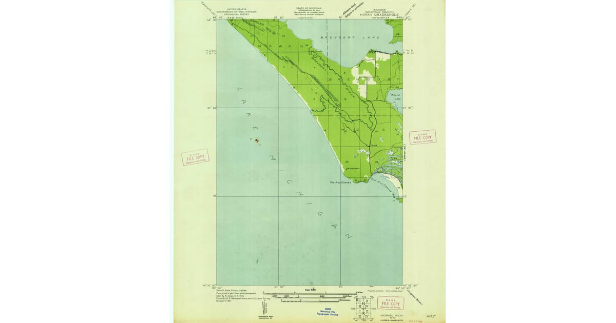 1948 Map of Moran NW, Mackinac County, MI — High-Res | Pastmaps