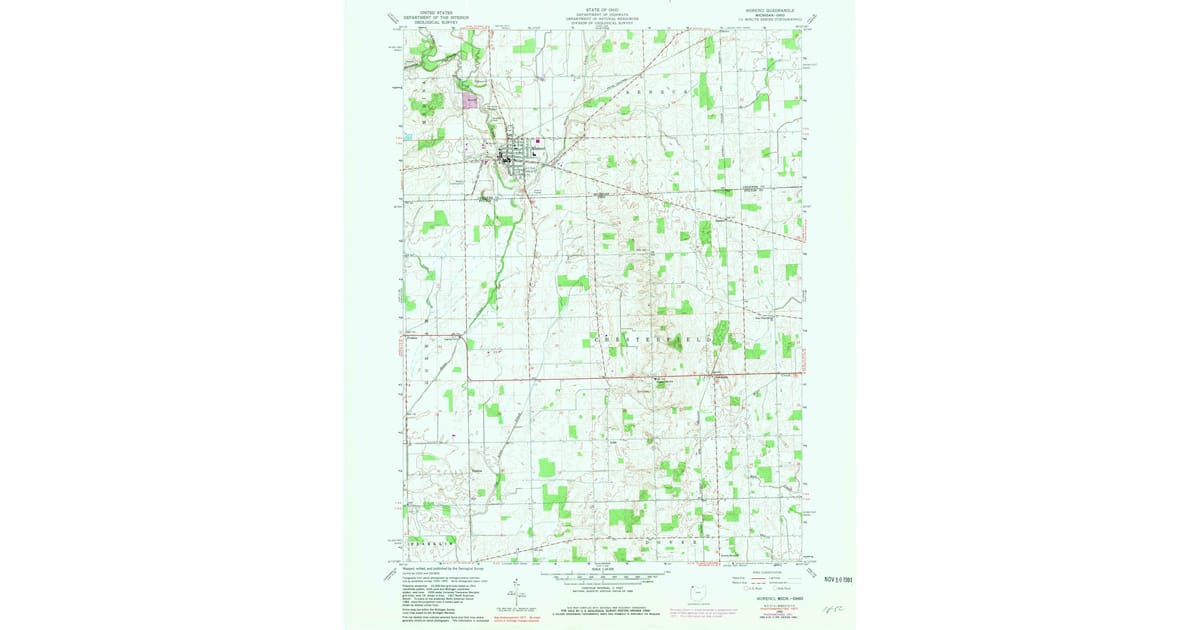 1960 Map of Morenci, MI — High-Res, 1981 Print | Pastmaps