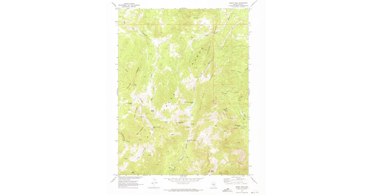 1967 Map of Morey Peak, Nye County, NV — High-Res | Pastmaps
