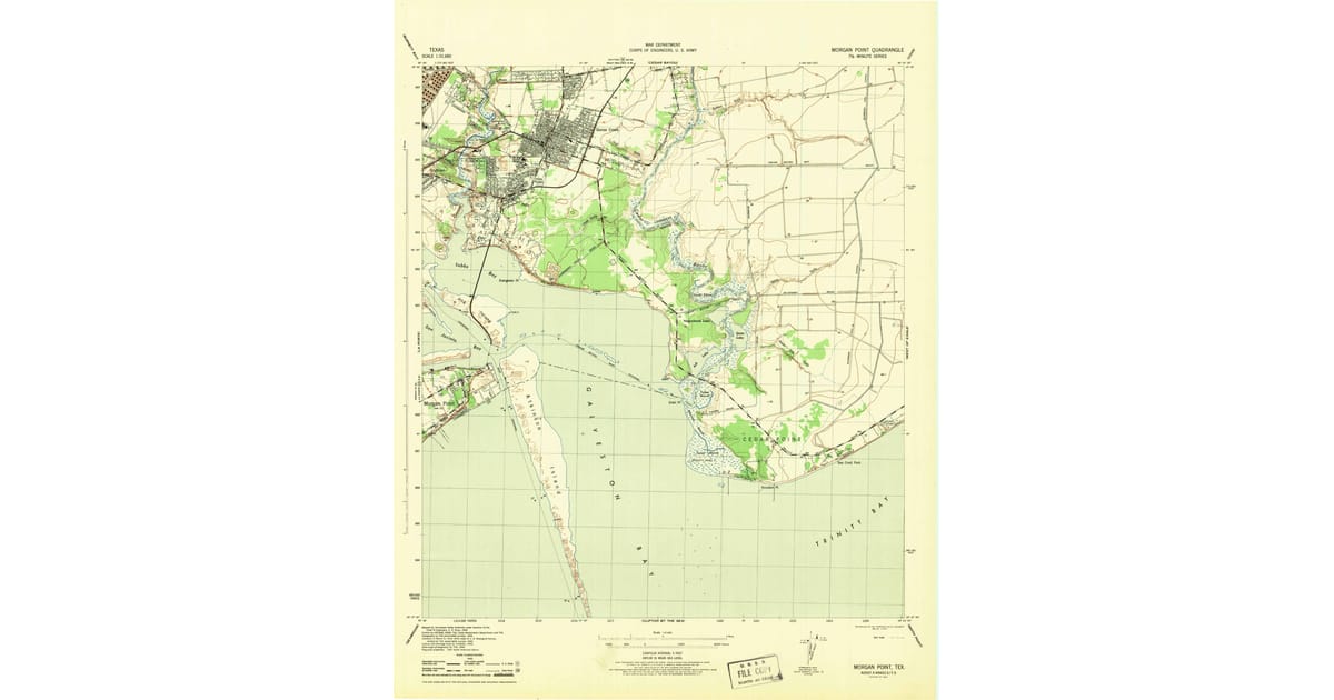 1943 Map of Morgan Point, Chambers County, TX — High-Res | Pastmaps