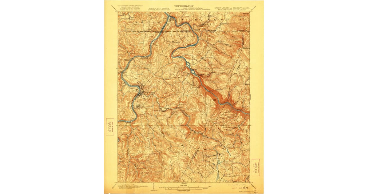 1902 Map of Morgantown, WV — High-Res, 1922 Print | Pastmaps