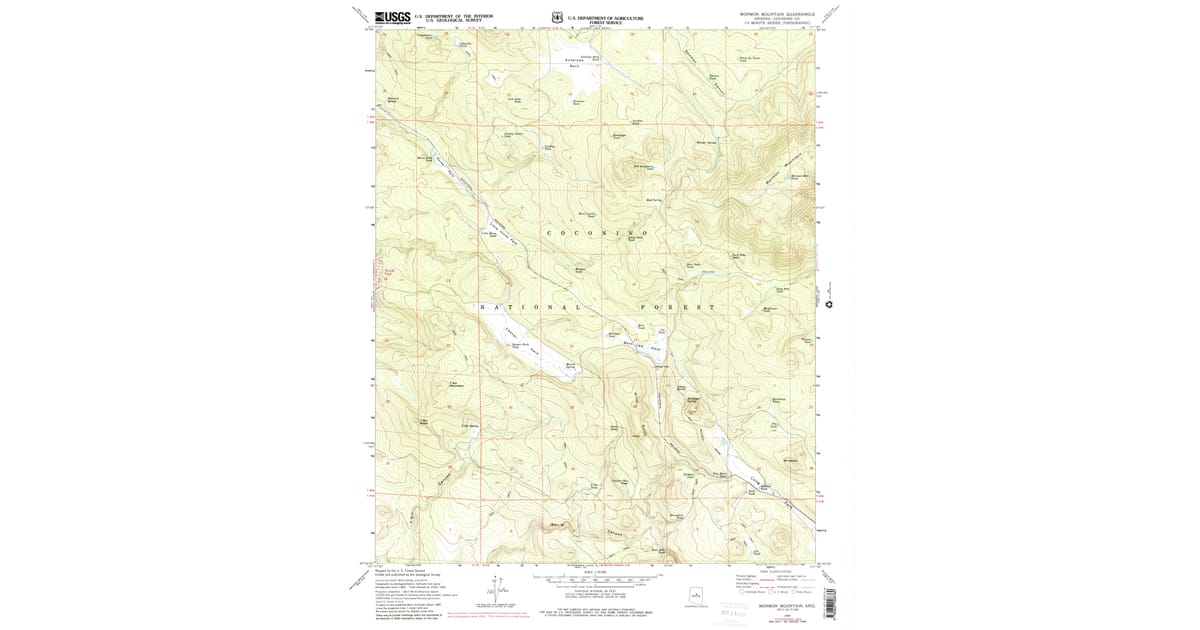 1965 Map of Mormon Mountain, Coconino County, AZ — High-Res, 1986 Print ...