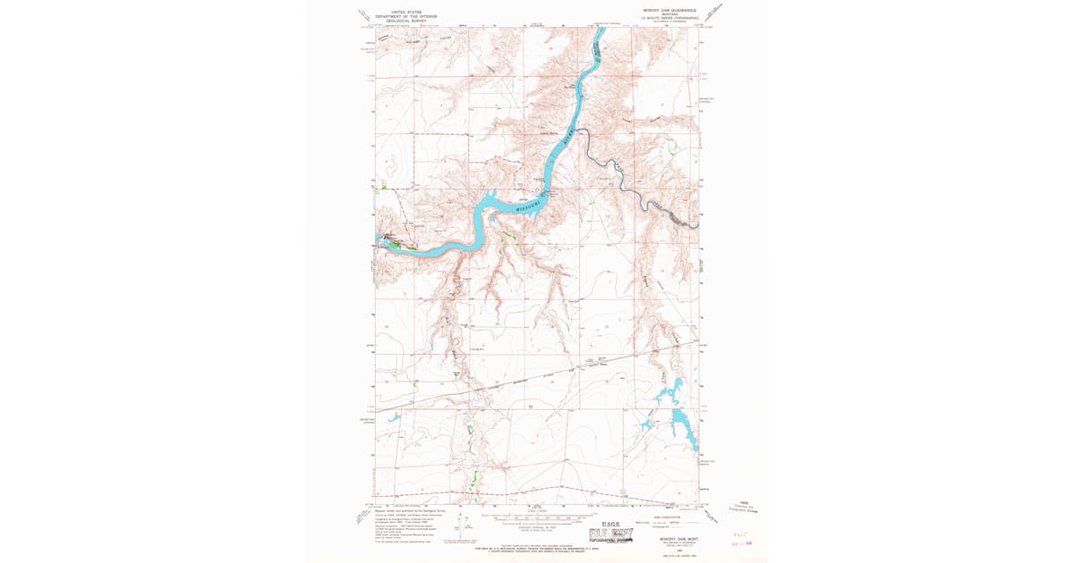 1965 Map of Morony Dam, Cascade County, MT — High-Res | Pastmaps