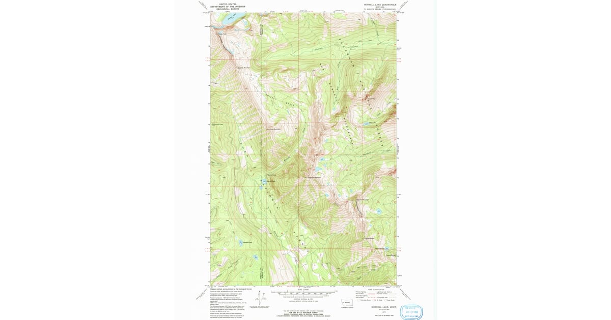 1970 Map of Morrell Lake, Powell County, MT — High-Res, 1992 Print ...