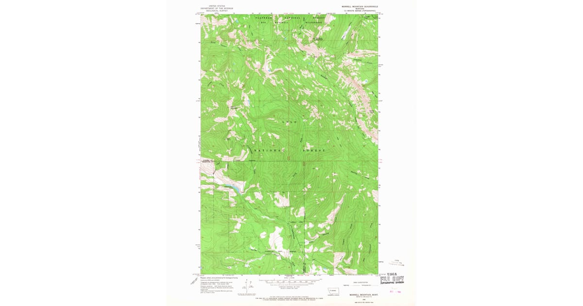 1965 Map of Morrell Mountain, Powell County, MT — High-Res | Pastmaps