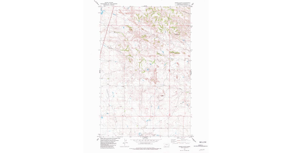 1981 Map of Morris Butte, Fallon County, MT — High-Res | Pastmaps