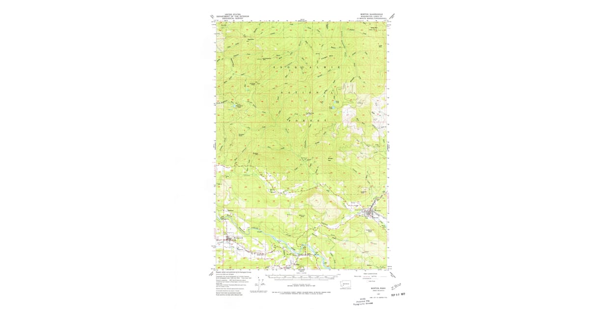 1957 Map of Morton, WA — High-Res, 1977 Print | Pastmaps