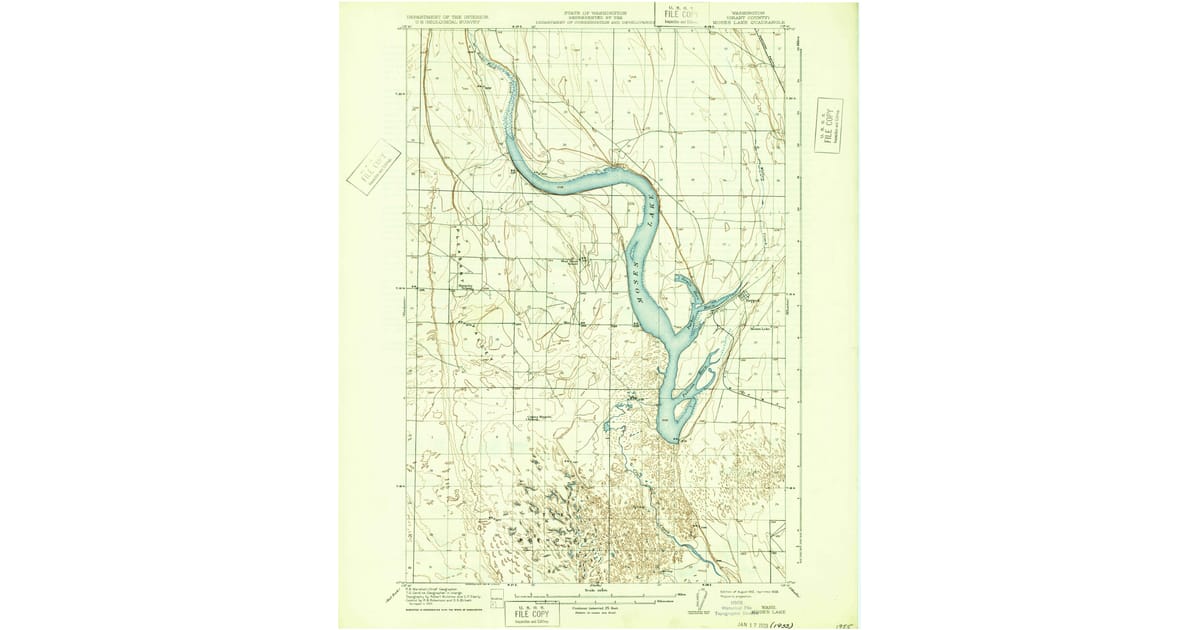 1912 Map of Moses Lake, WA — High-Res, 1933 Print | Pastmaps