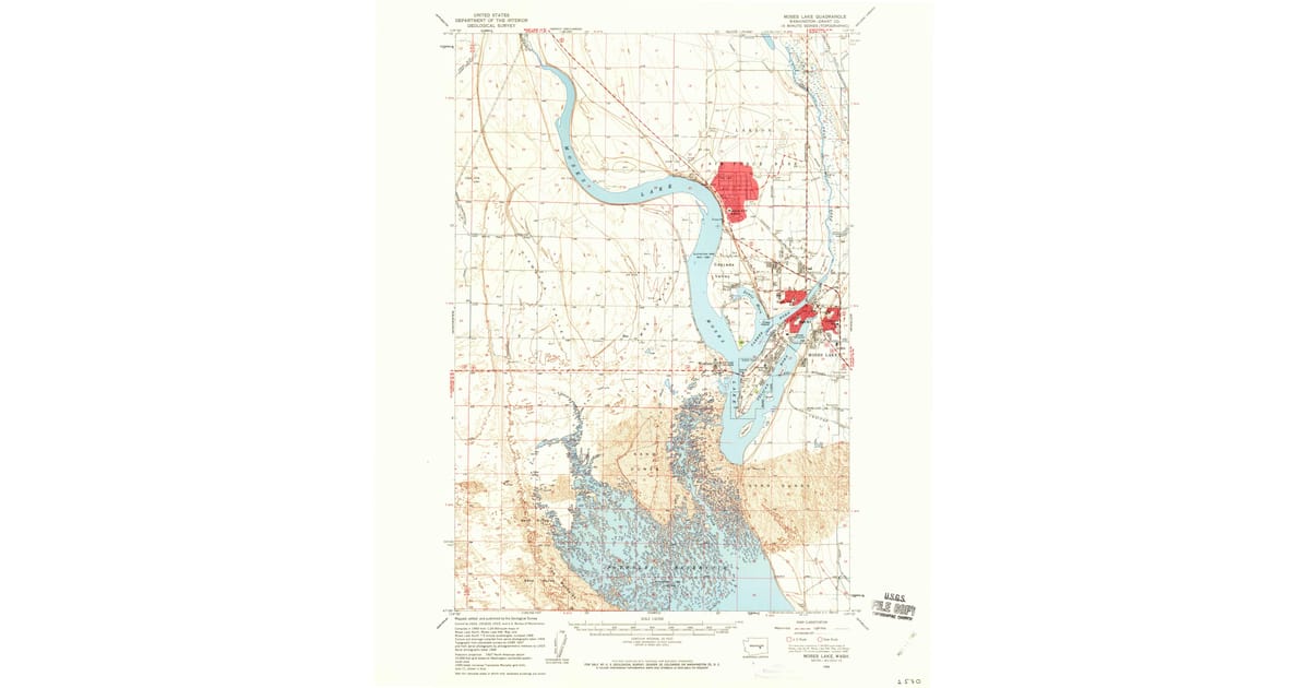 1956 Map of Moses Lake, WA — High-Res | Pastmaps
