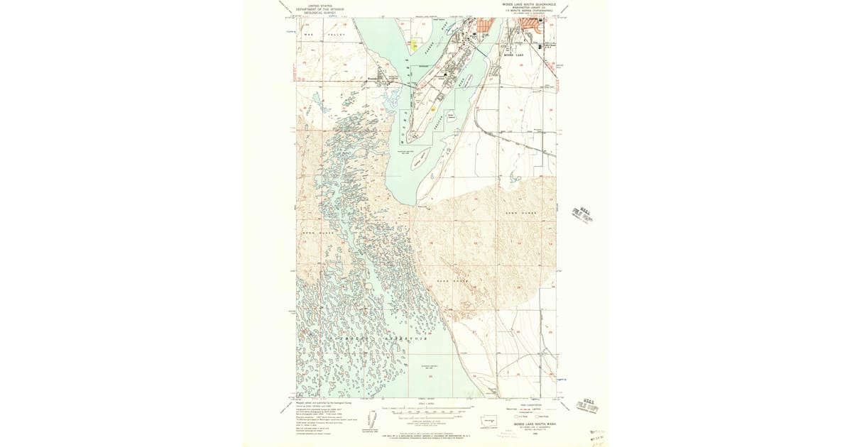 1956 Map of Moses Lake South, Grant County, WA — High-Res | Pastmaps