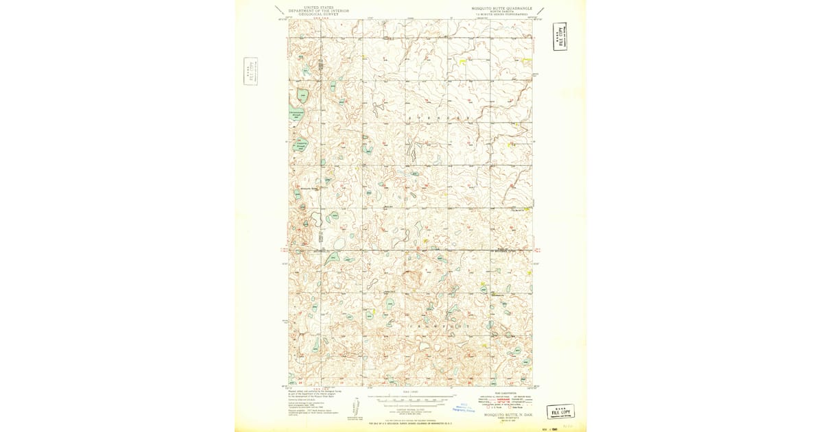 1949 Map of Mosquito Butte, Ward County, ND — High-Res | Pastmaps