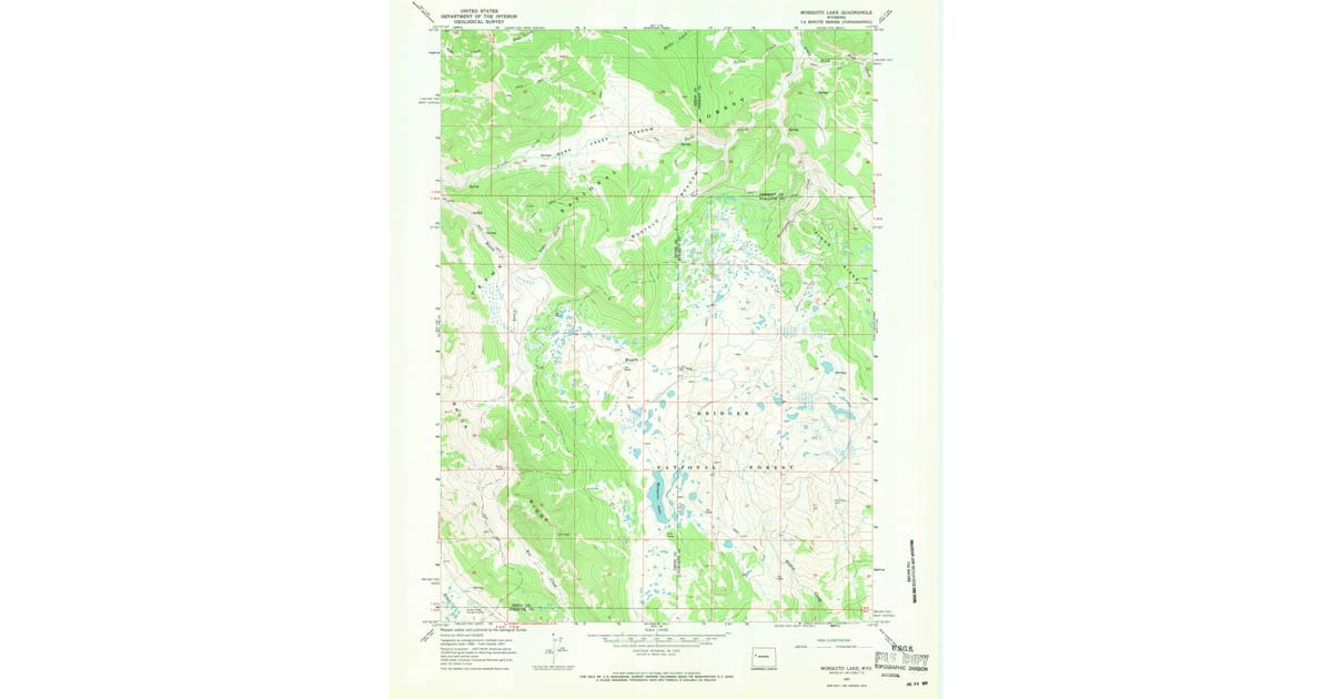 1967 Map of Mosquito Lake, Teton County, WY — High-Res | Pastmaps