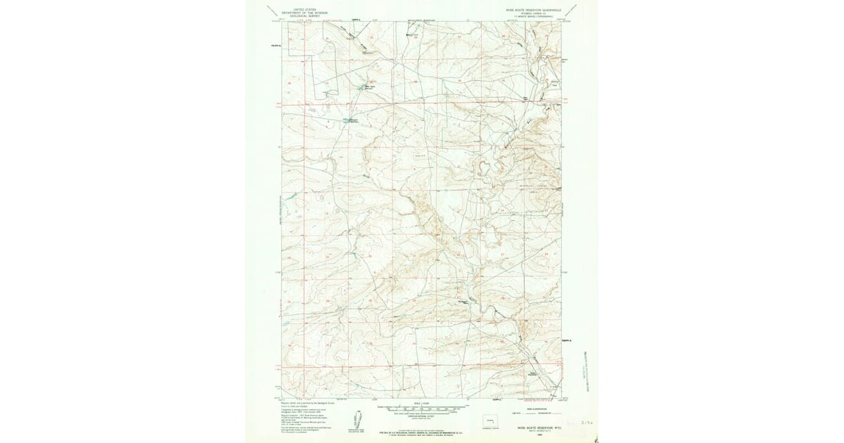 1959 Map of Moss Agate Reservoir, Carbon County, WY — High-Res | Pastmaps