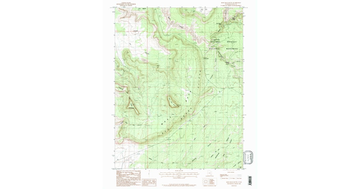 1987 Map of Moss Back Butte, San Juan County, UT — High-Res | Pastmaps