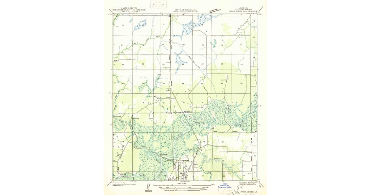 Old Maps of Moss Bluff, LA for Hiking & Exploration | Pastmaps