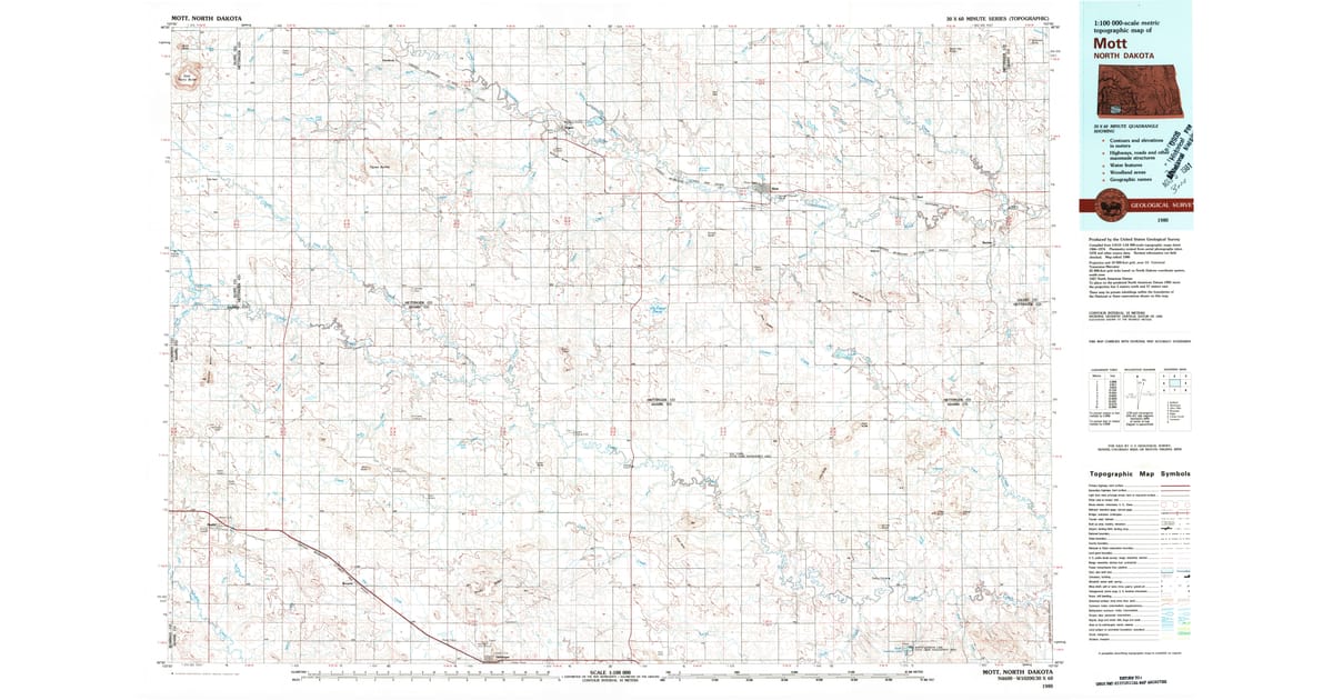 1980 Map of Mott, ND — High-Res | Pastmaps