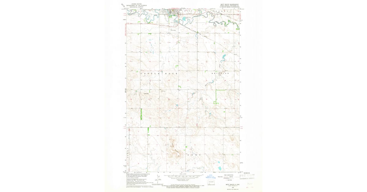 1966 Map of Mott South, Hettinger County, ND — High-Res | Pastmaps