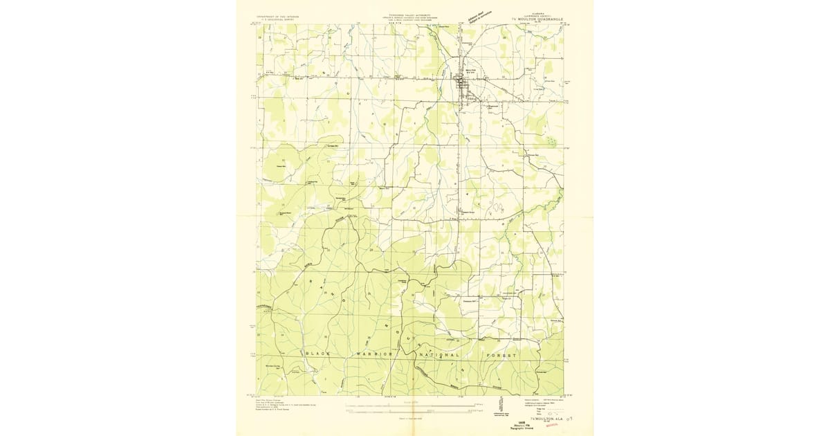 1935 Map of Moulton, AL — High-Res | Pastmaps
