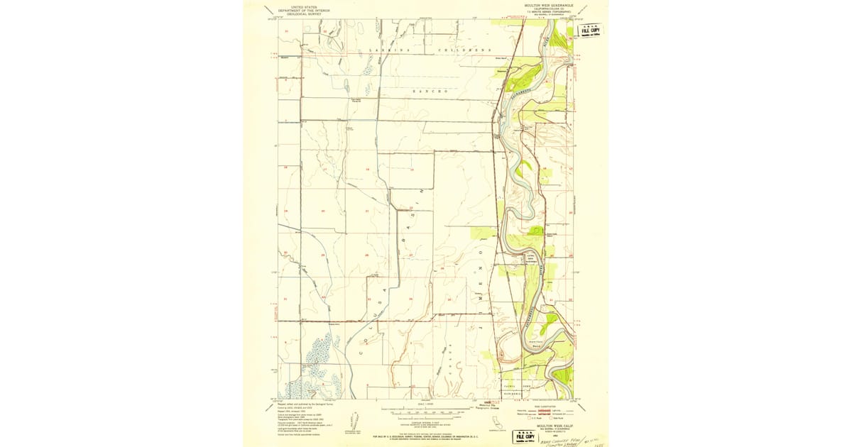 1952 Map of Moulton Weir, Colusa County, CA — High-Res | Pastmaps