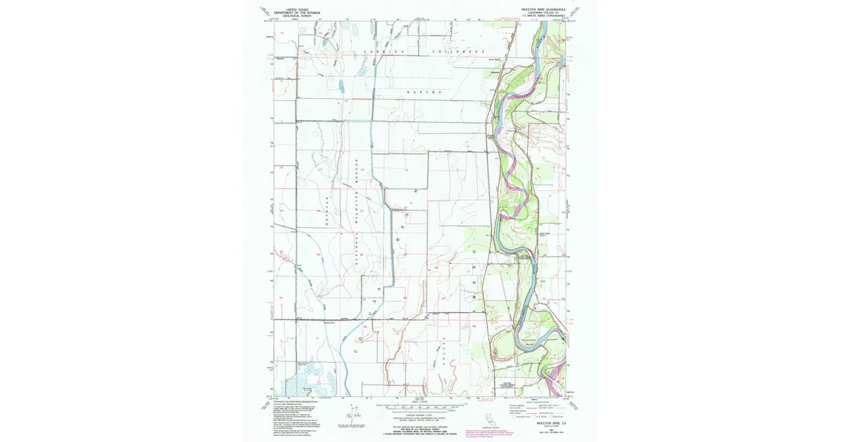 1991 Map of Moulton Weir, Colusa County, CA — High-Res | Pastmaps