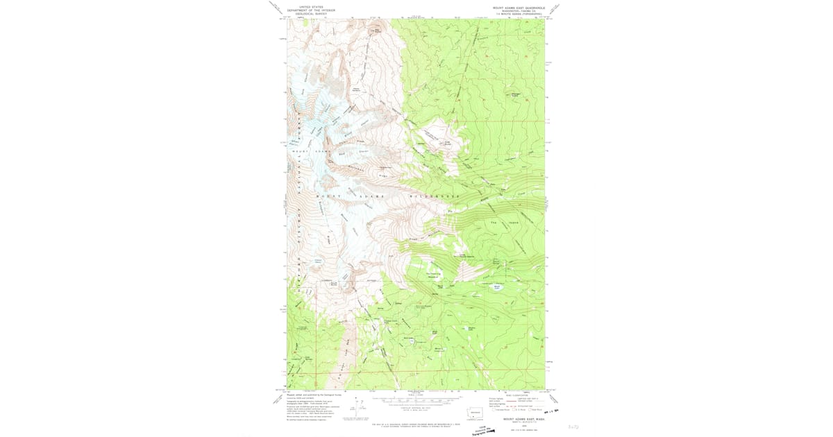 1970 Map of Mount Adams East, Yakima County, WA — High-Res | Pastmaps