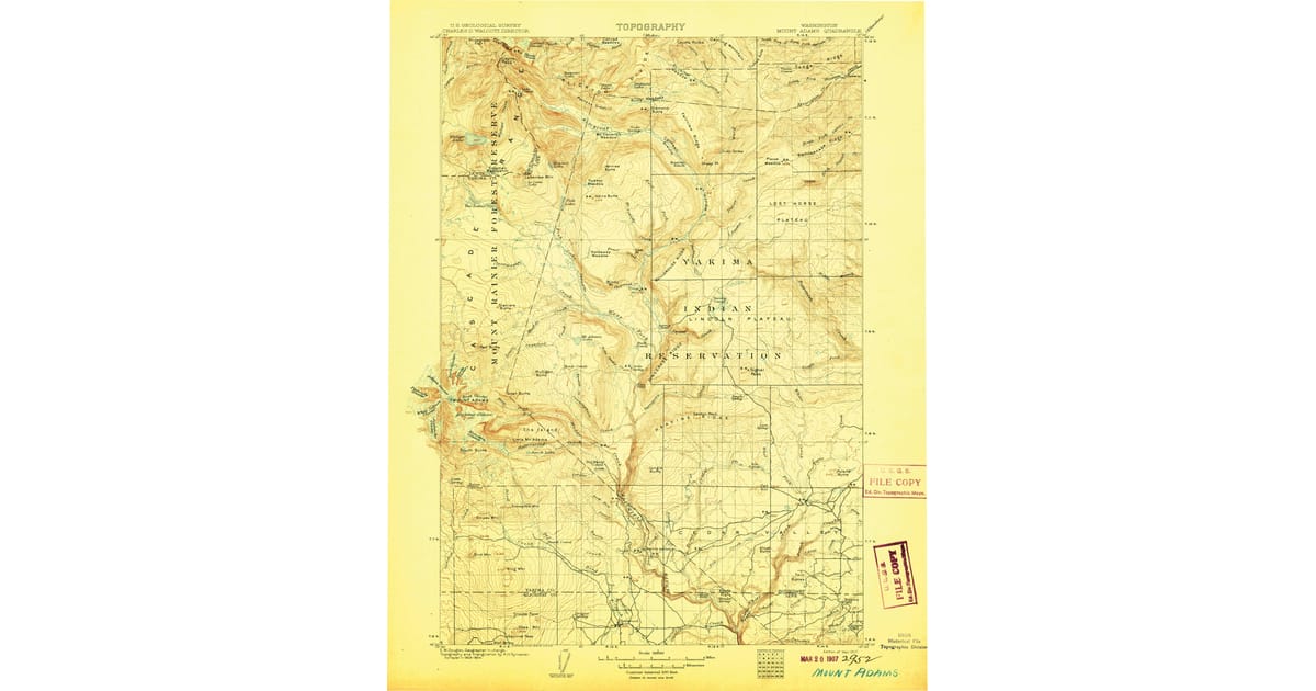 1907 Map of Mount Adams, Yakima County, WA — High-Res | Pastmaps