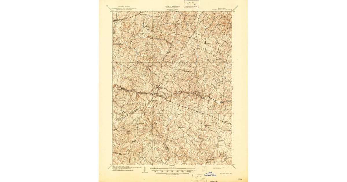 1909 Map of Mount Airy, MD — High-Res, 1945 Print | Pastmaps