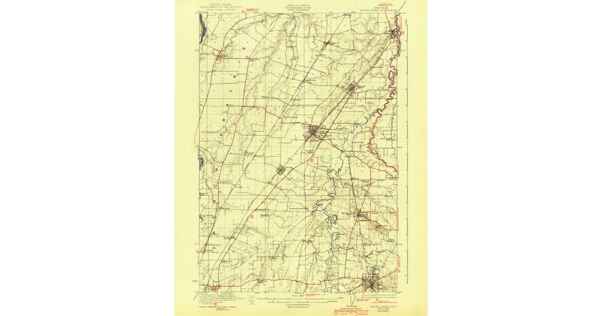 1923 Map of Mount Angel, OR — High-Res, 1943 Print | Pastmaps