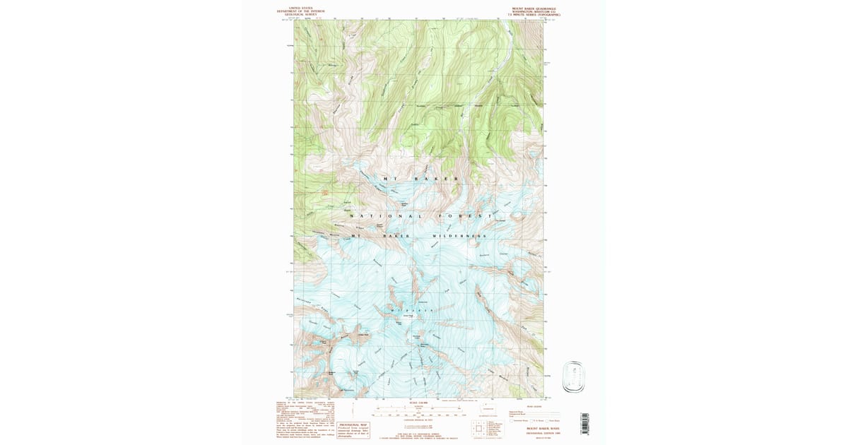 1989 Map of Mount Baker, Whatcom County, WA — High-Res | Pastmaps