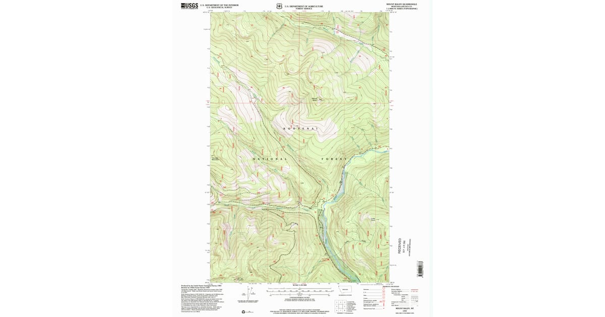 1997 Map of Mount Baldy, Lincoln County, MT — High-Res | Pastmaps