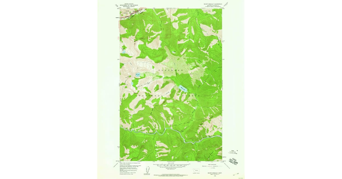 1958 Map of Mount Bradley, Flathead County, MT — High-Res | Pastmaps