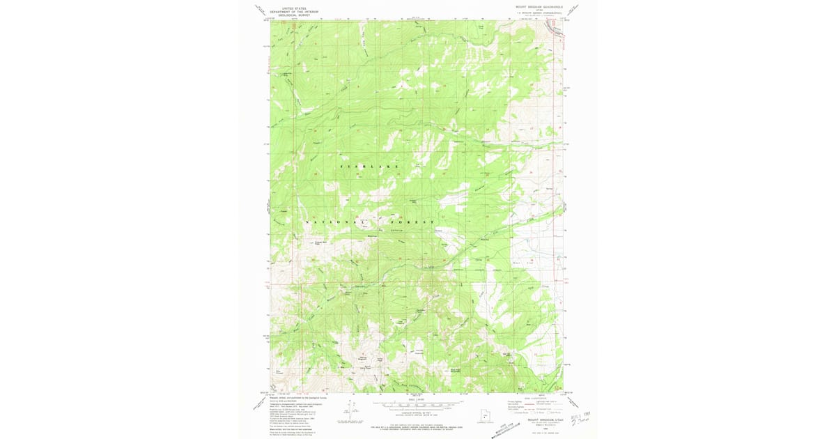 1980 Map of Mount Brigham, Piute County, UT — High-Res | Pastmaps
